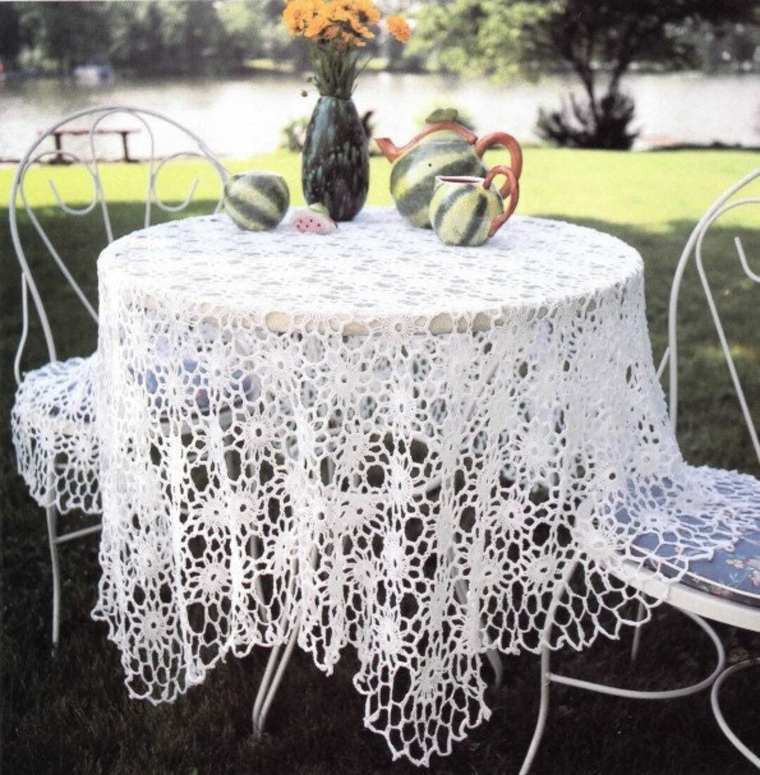 Vintage Crochet Pattern Round Nostalgia Tablecloth Open Lacy Motif PDF ...