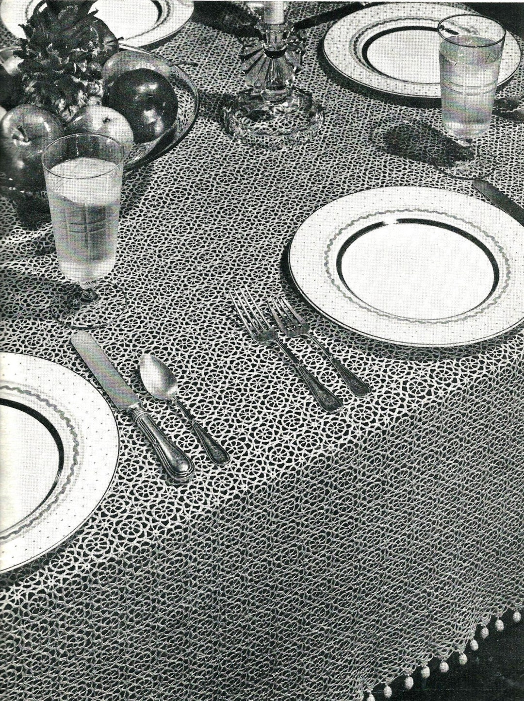 Vintage Crochet Pattern Heirloom Rectangle Tablecloth Motif Pattern PDF ...