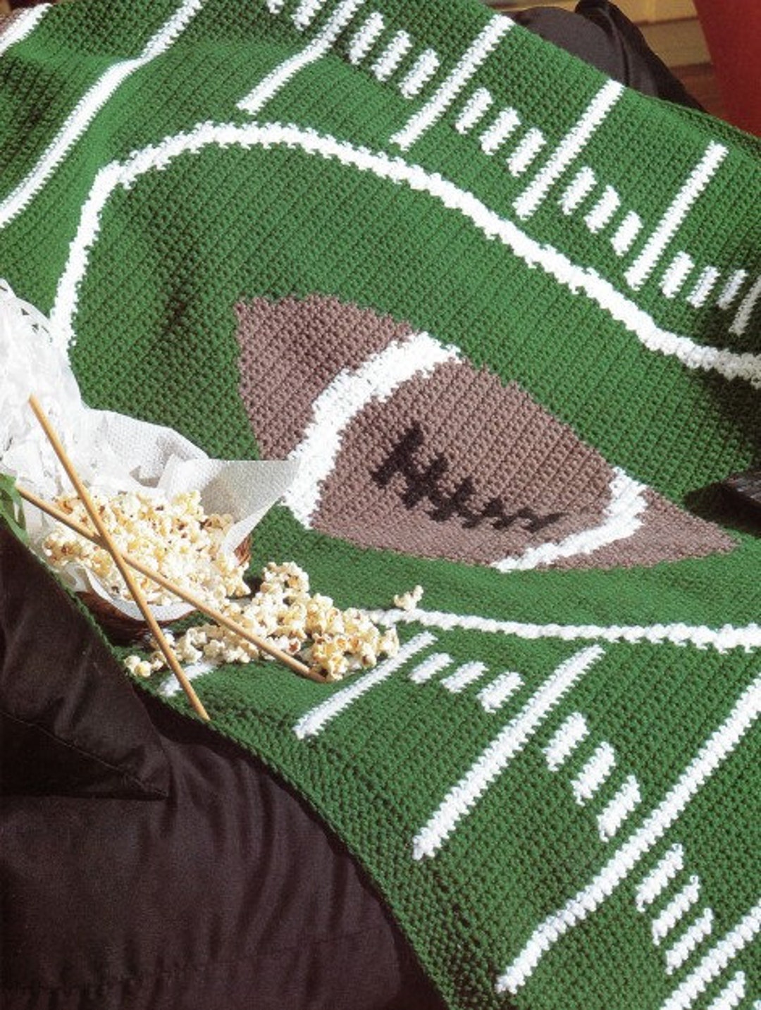 Vintage Crochet Pattern Fall Football Season Afghan Blanket Throw PDF ...