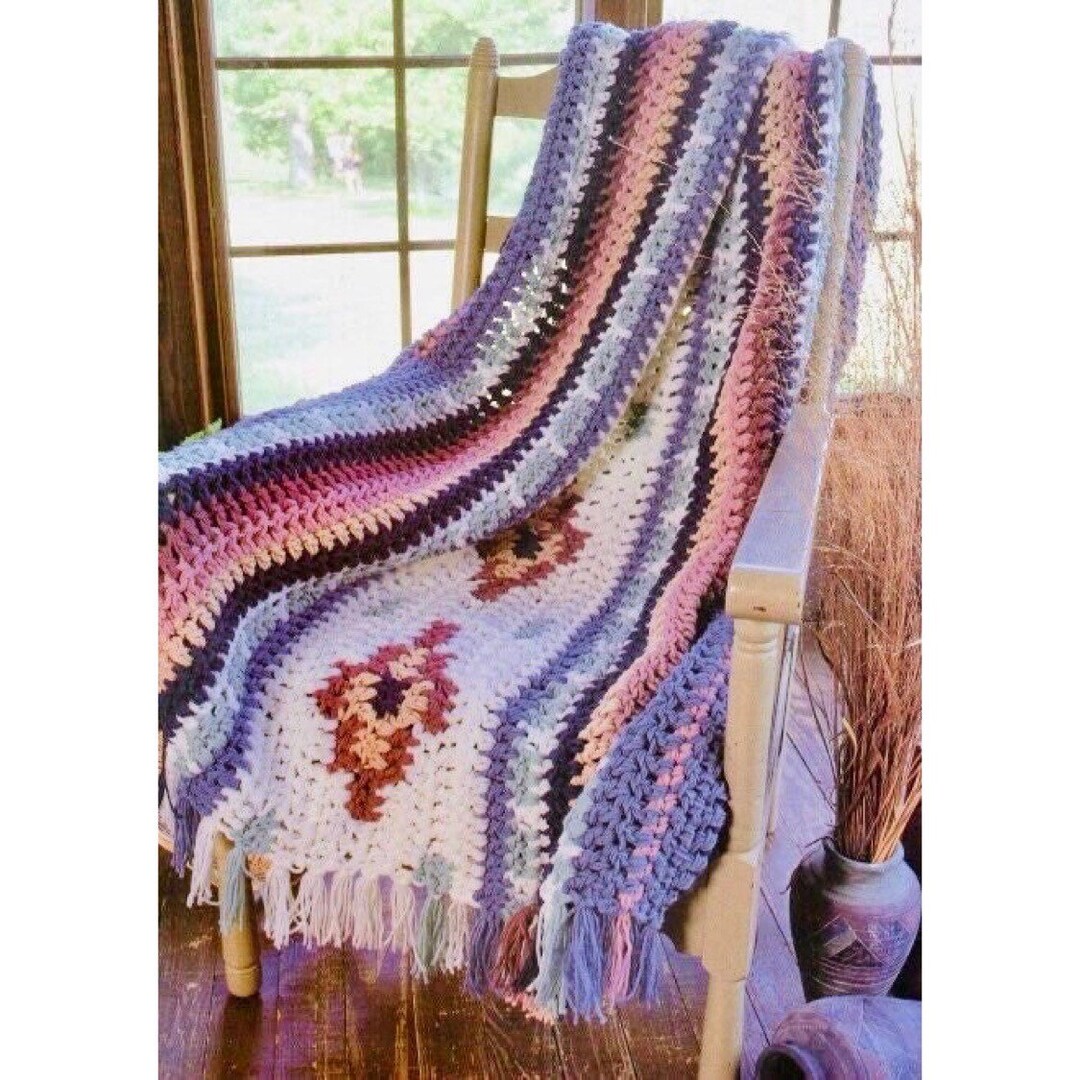 Vintage Crochet Aztec Blanket Pattern Indian Paintbrush Native American ...