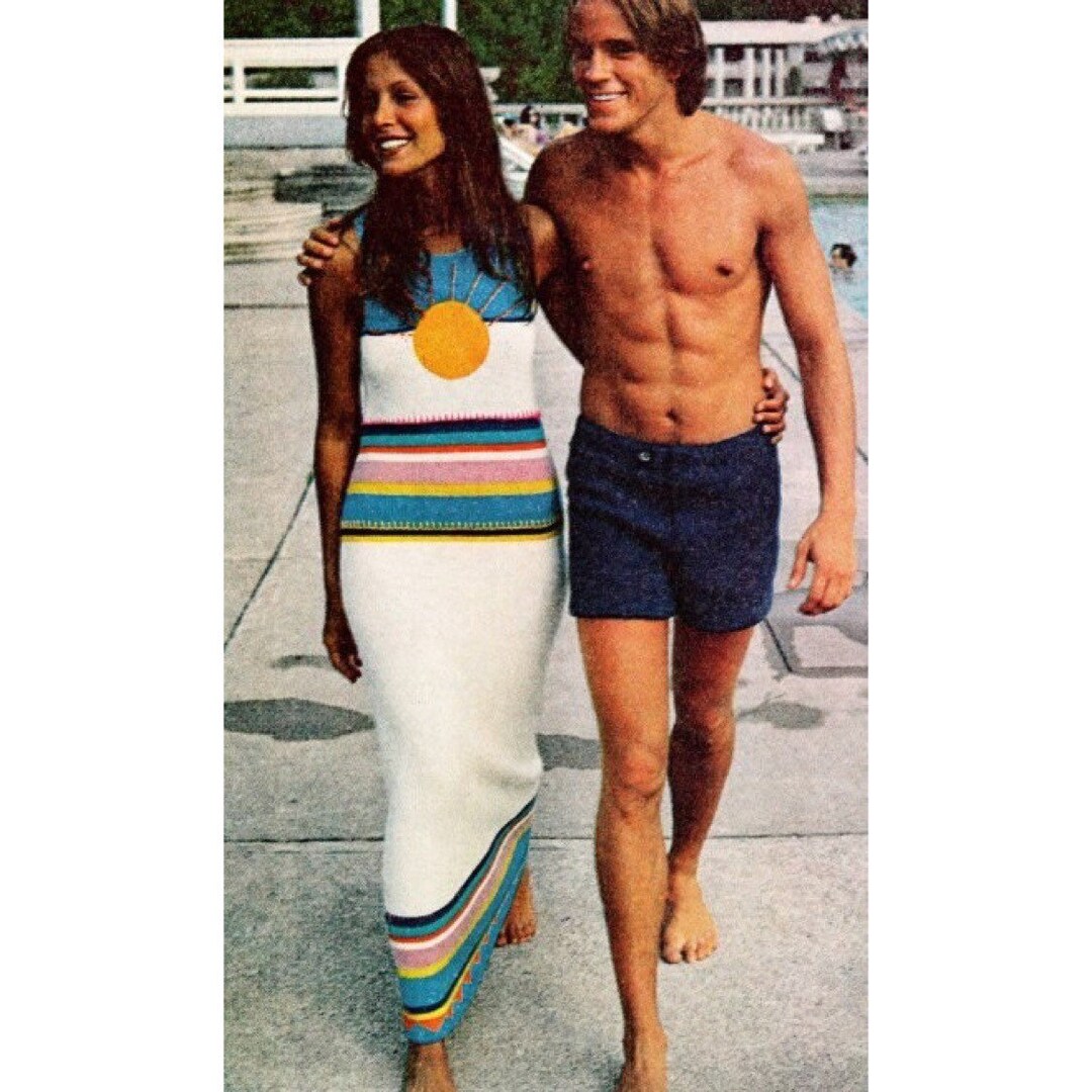 Vintage Knitting Pattern Swim Beach Cover up Long Skirt and Tank Top ...
