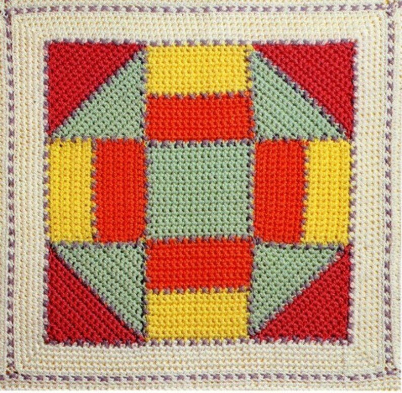 Vintage Crochet Afghan Pattern Pastel Patchwork Block Motif - Etsy