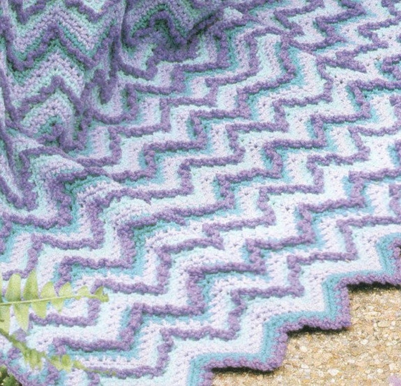Vintage Afghan Crochet Pattern Terrace Dream Ripple Zig-zag - Etsy