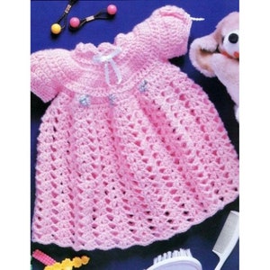 Vintage Crochet Pattern Baby Dress Girls Pink Frills Ruffle Dress ...