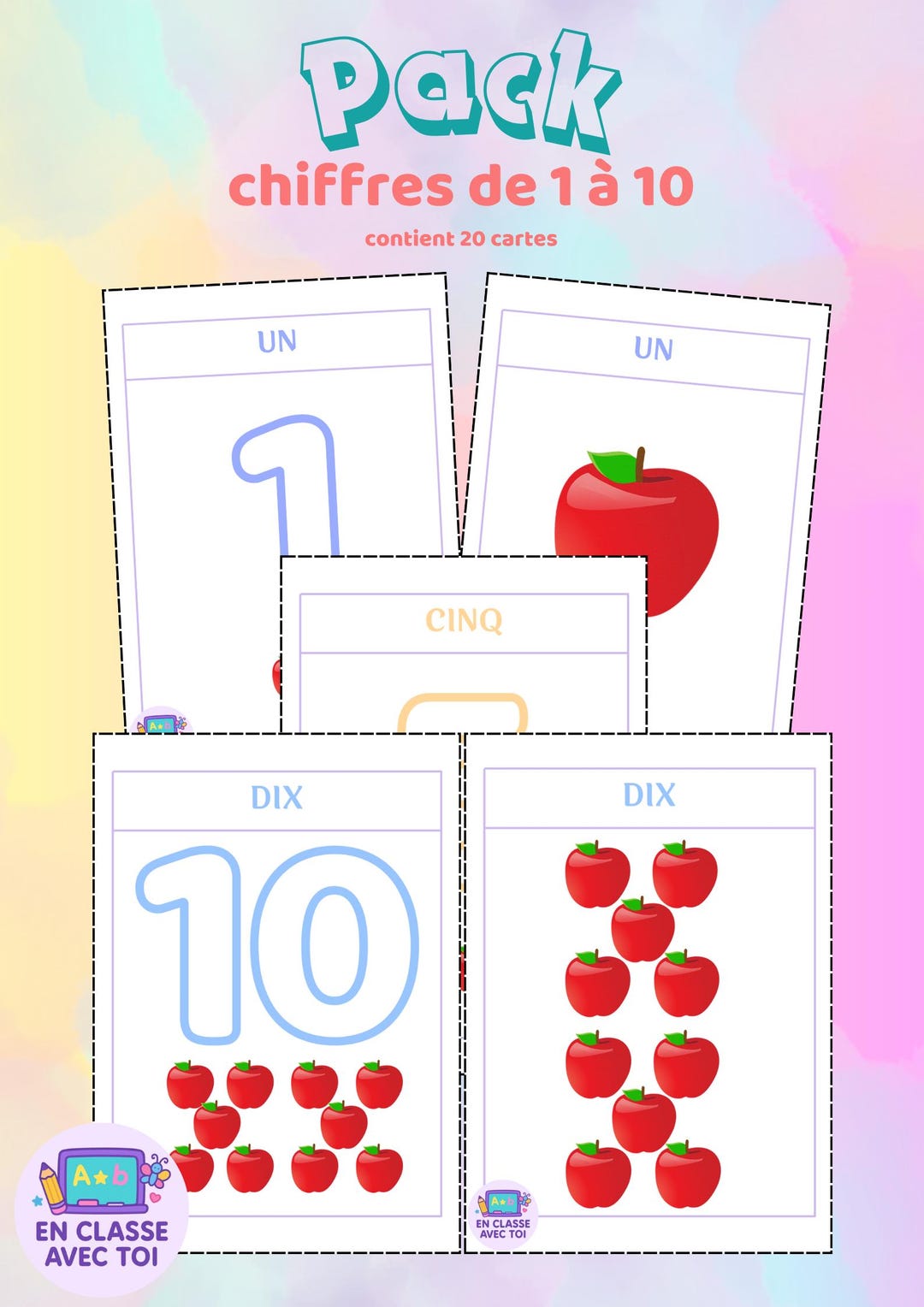 Number Pack From 1 to 10 - Printable PDF Cards - Etsy UK