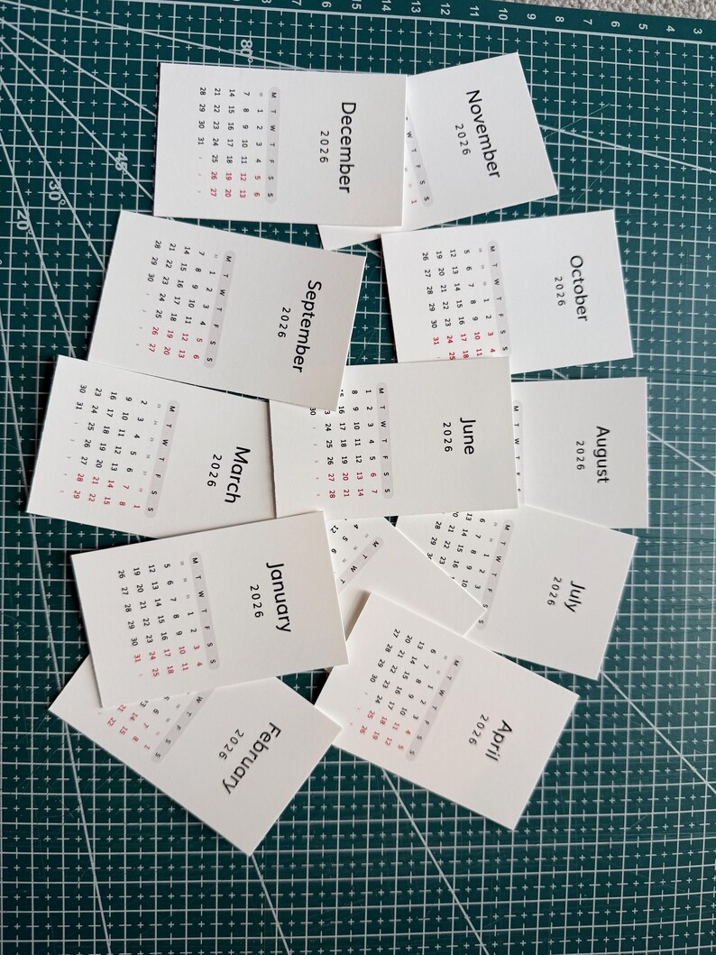 2026 Mini Calendar Cards | Pocket Calendar | Visting Card Size ...