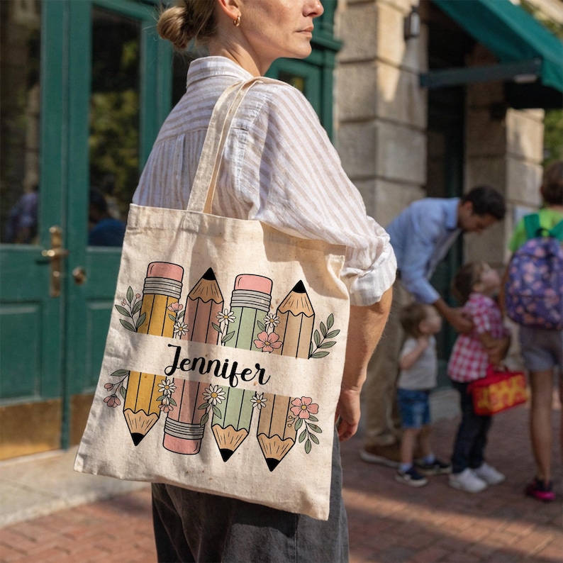 Personalized Teacher Tote Bag, Canvas Inspirational Teacher Gift Tote ...