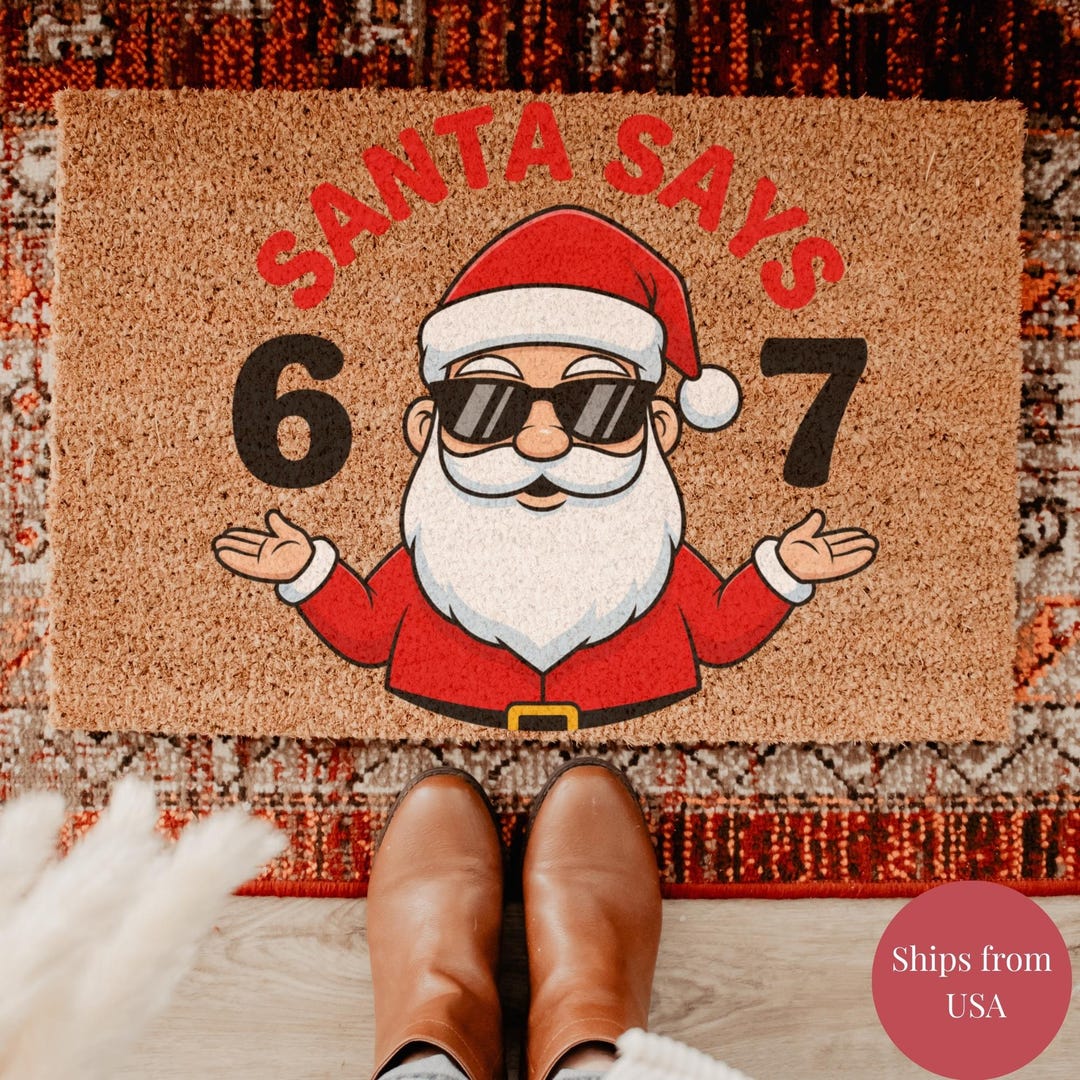 Funny Christmas 6 7 Doormat, SIX SEVEN Meme Welcome Mat, Merry Xmas ...