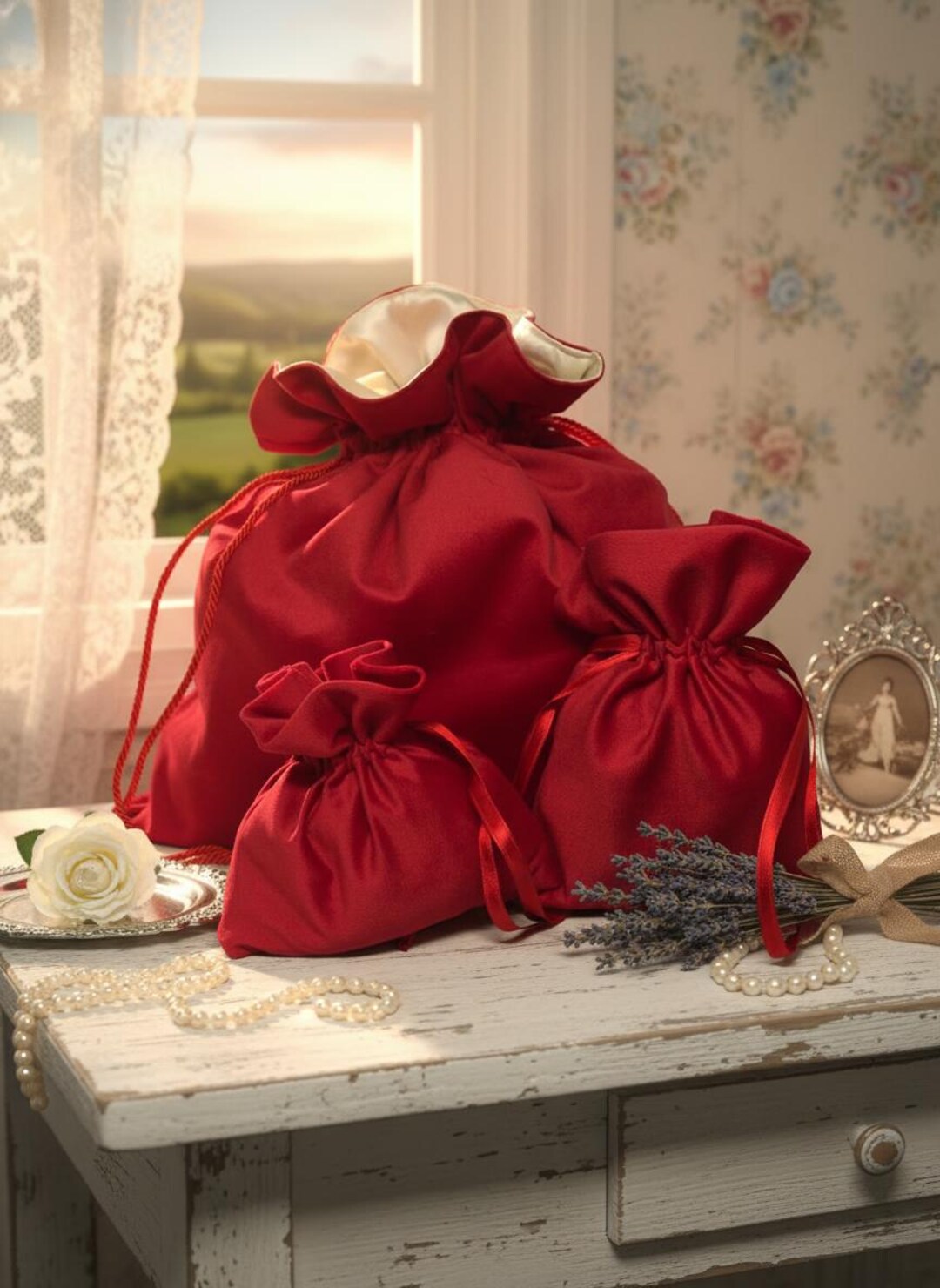 Handmade Deep Red Velvet Silk Sachet - Etsy