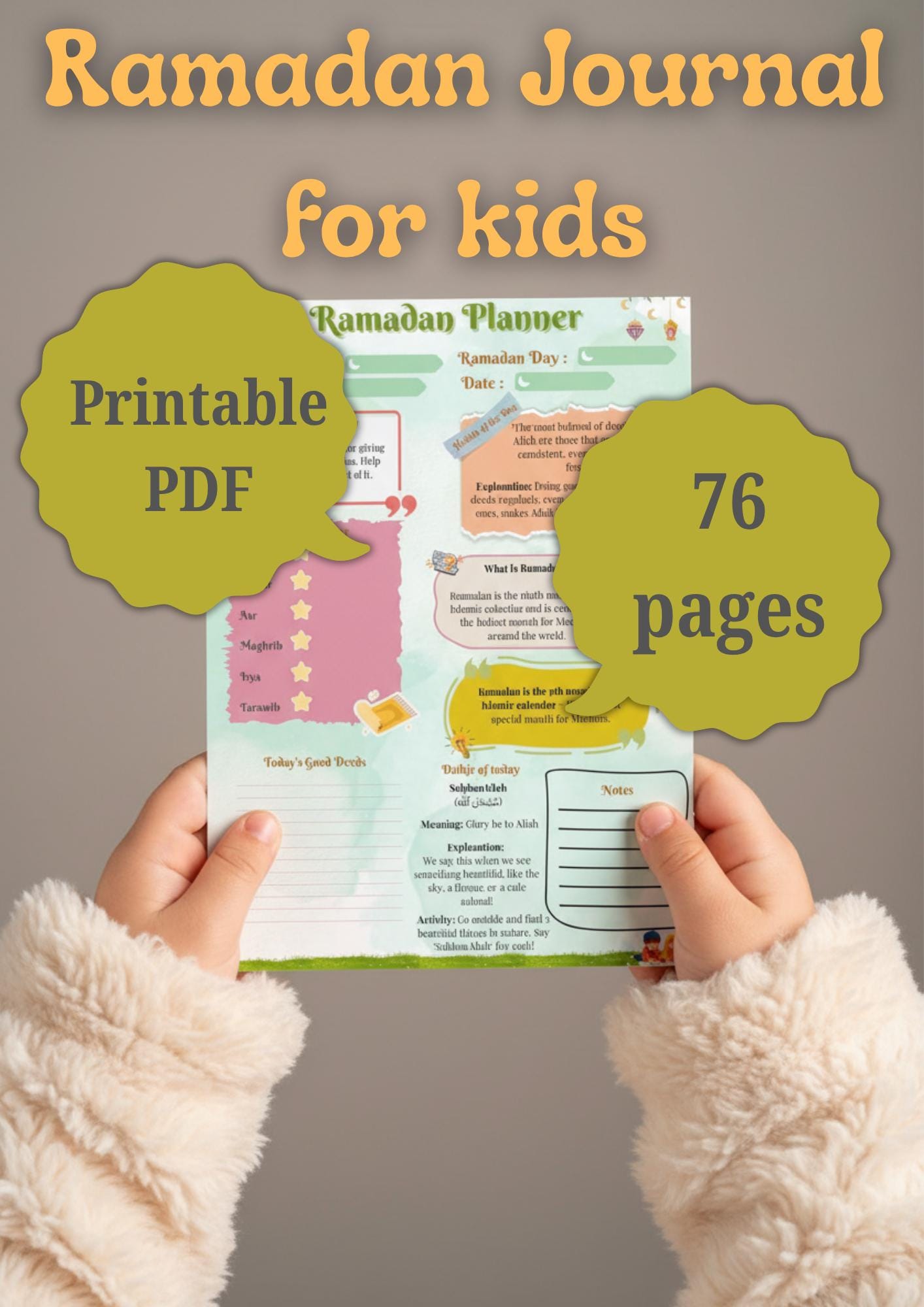 Ramadan Kids' Journal – Daily Salah, Hadith, Dua, Activities (printable ...