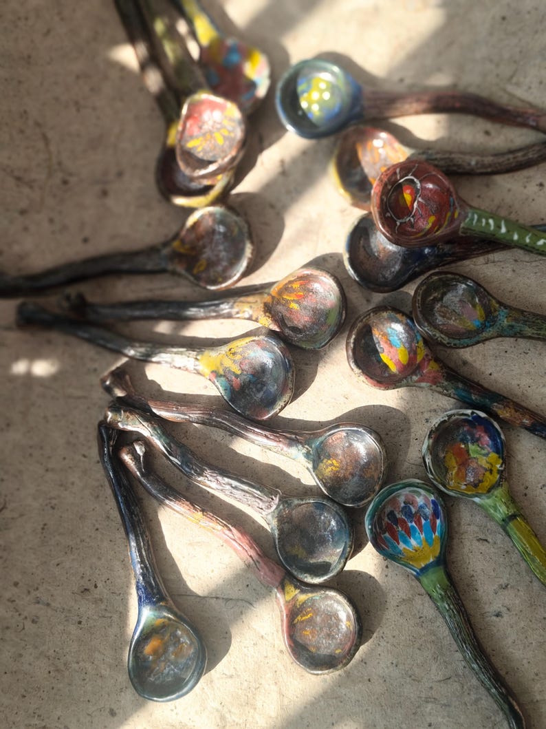 Handmade Ceramic Spoons - Hand-painted Artisan Utensils, Set of 3 - Etsy