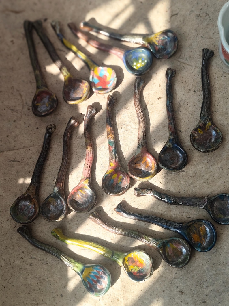 Handmade Ceramic Spoons - Hand-painted Artisan Utensils, Set of 3 - Etsy
