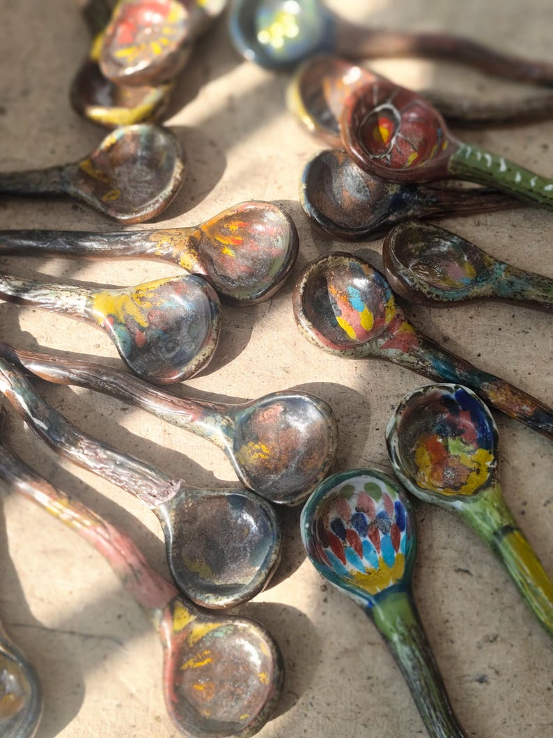 Handmade Ceramic Spoons - Hand-painted Artisan Utensils, Set of 3 - Etsy