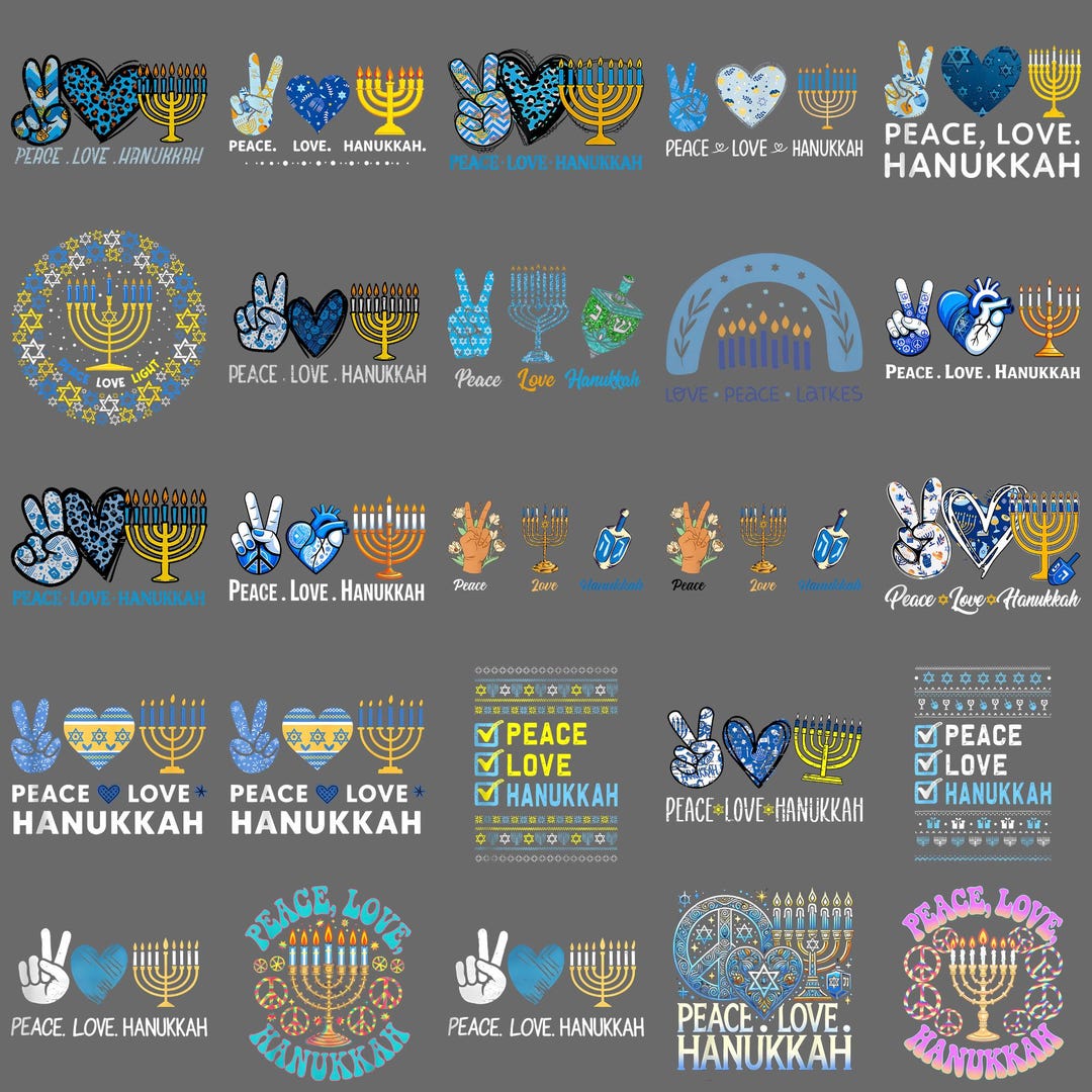 Peace Love Light Hanukkah PNG - Menorah Jewish Holiday Clipart ...