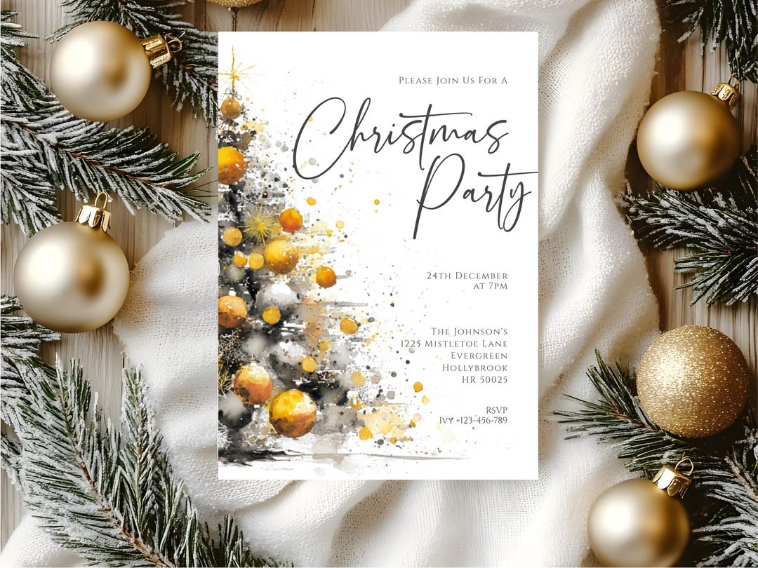 Editable Christmas Party Invitation Template Xmas Tree Printable ...
