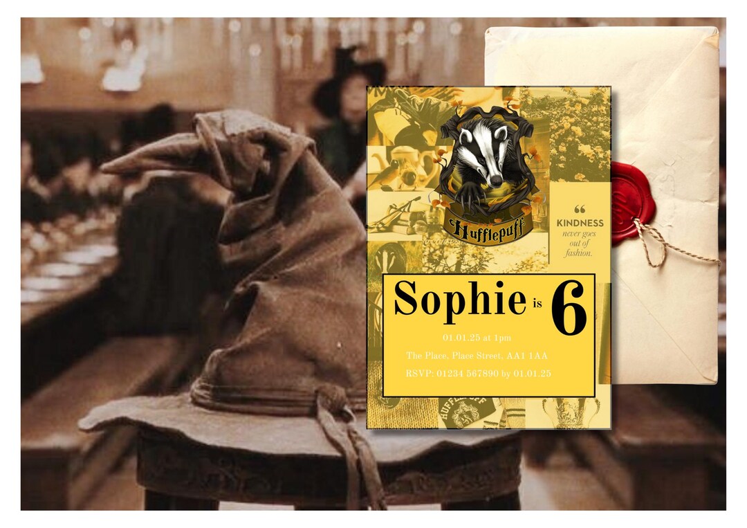 Hufflepuff Harry Potter Themed Birthday Invite - Etsy