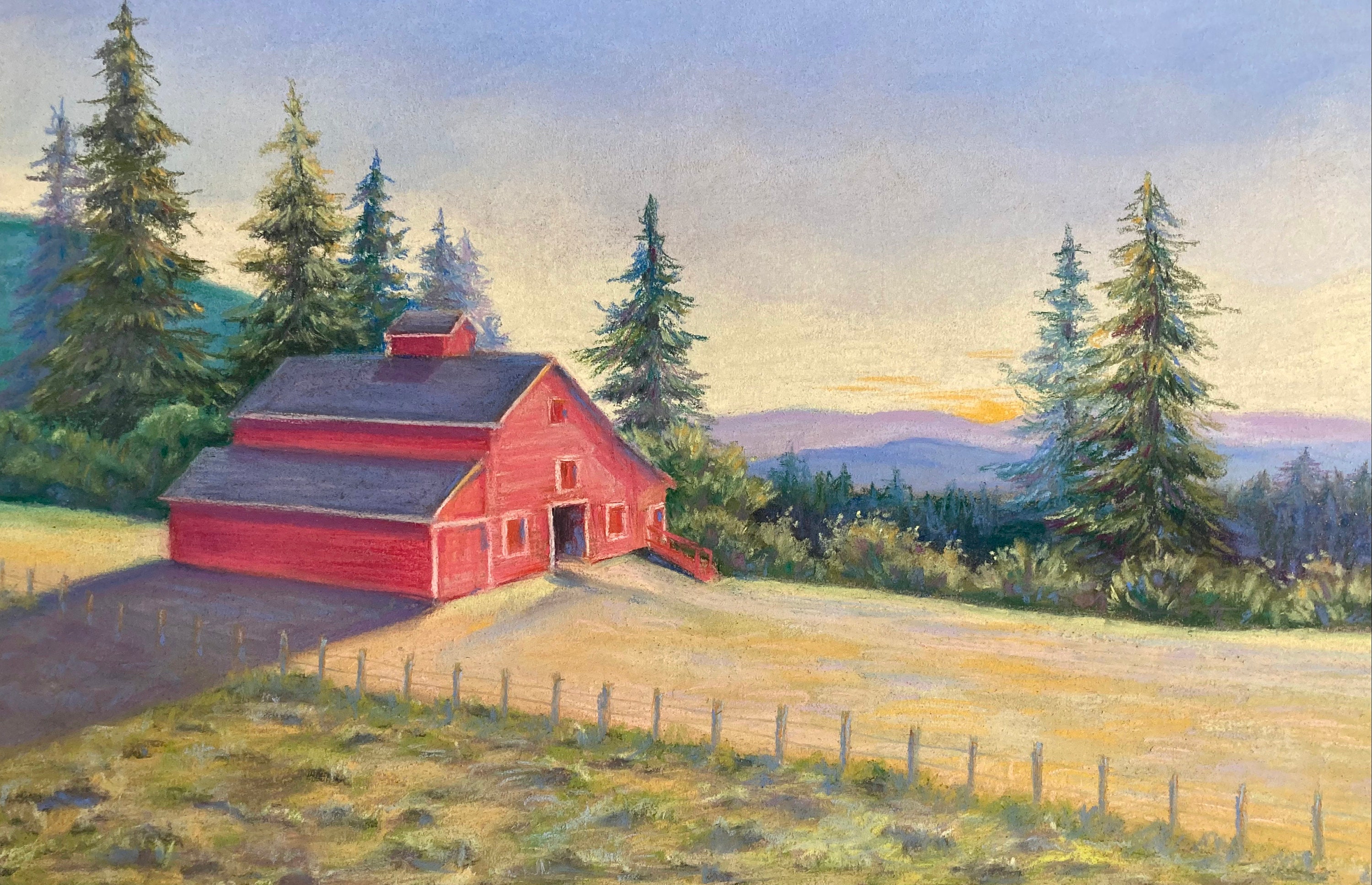 Old La Honda Red Barn Pastel Print, Landscape Pastel, Old Barns, Plein ...