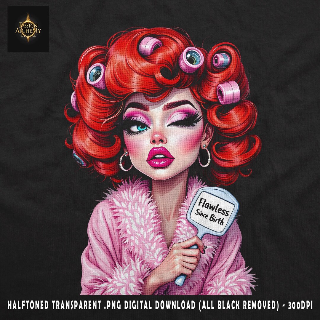 Flawless Since Birth Dual Print Bundle: Retro Glam Beauty Halftone Art ...