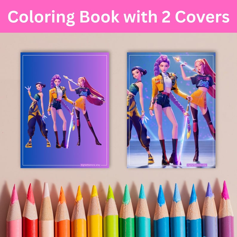 Kpop Demon Hunters 50 Coloring Pages Printable PDF Birthday Party ...