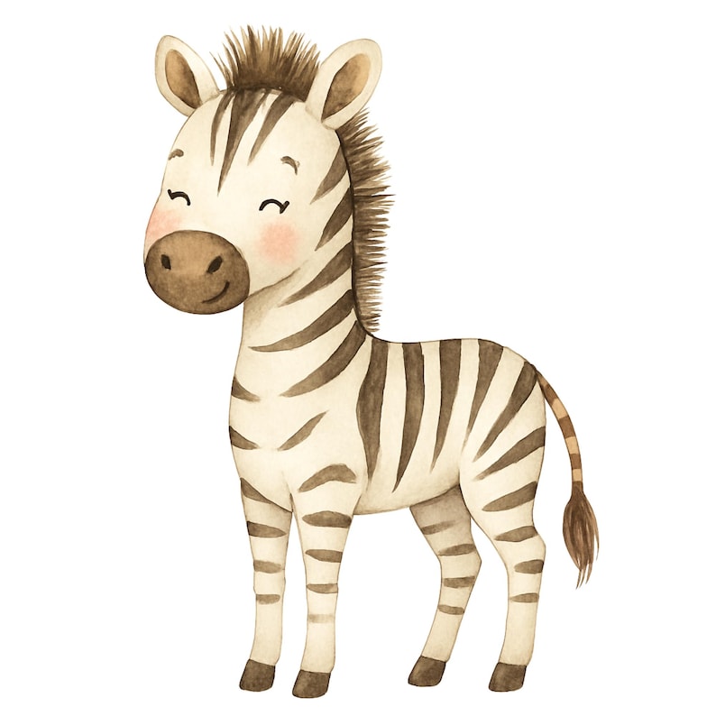 9 Watercolor Safari Animals Clipart, Lion Giraffe Elephant, Nursery Art ...