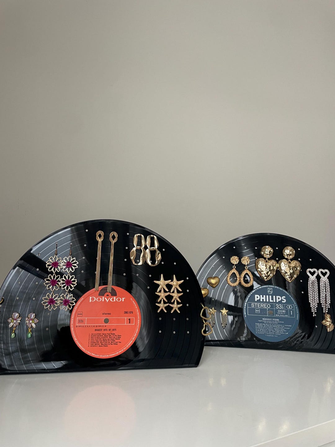 Custom Vinyl Jewelry Display Holder Upcycled Record Organizer Handmade ...