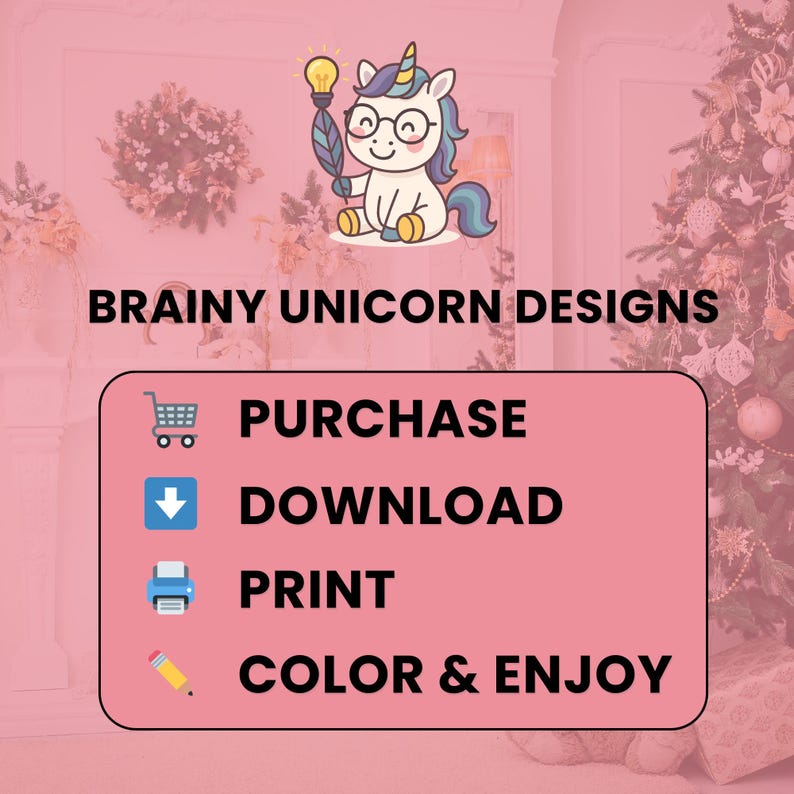 Winter Unicorn Coloring Pages for Kids | Christmas Fun (instant ...