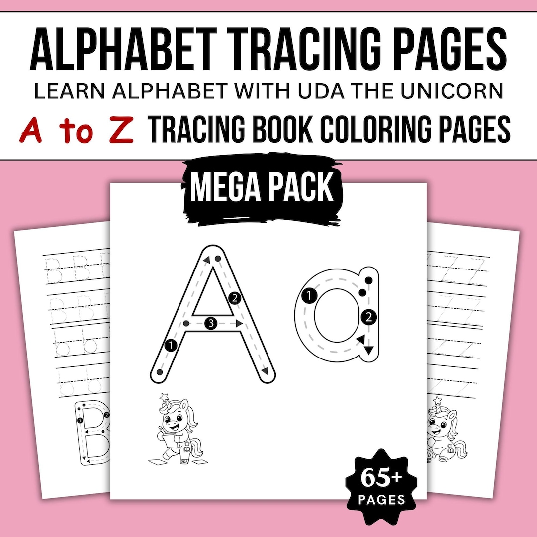Uda the Unicorn Mega Letter Tracing Bundle A–Z | Alphabet Tracing ...