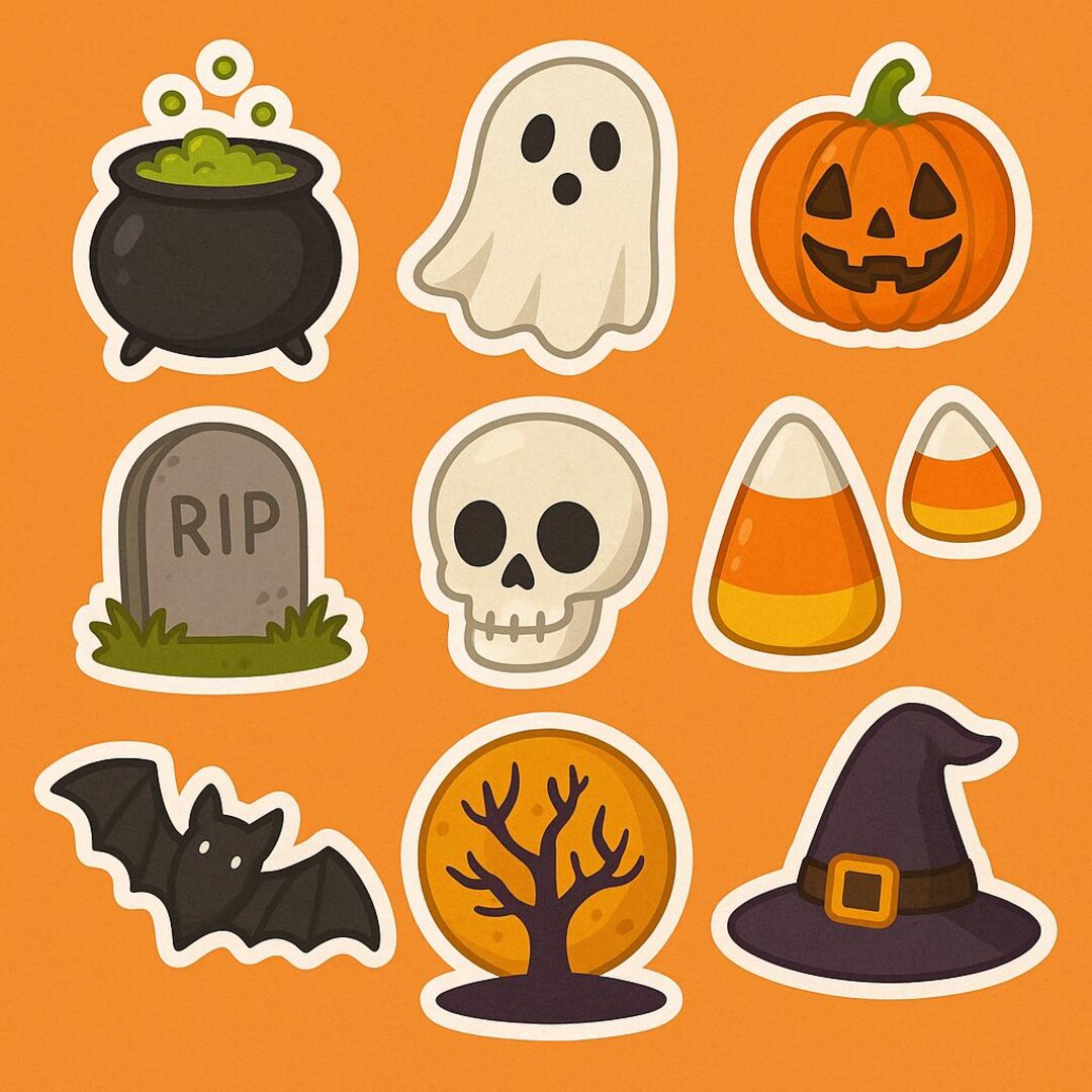 Halloween Sticker Bundle 200 Spooky PNG and JPG Designs - Etsy