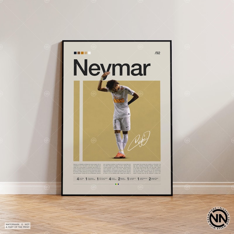 Neymar Poster Santos - Etsy
