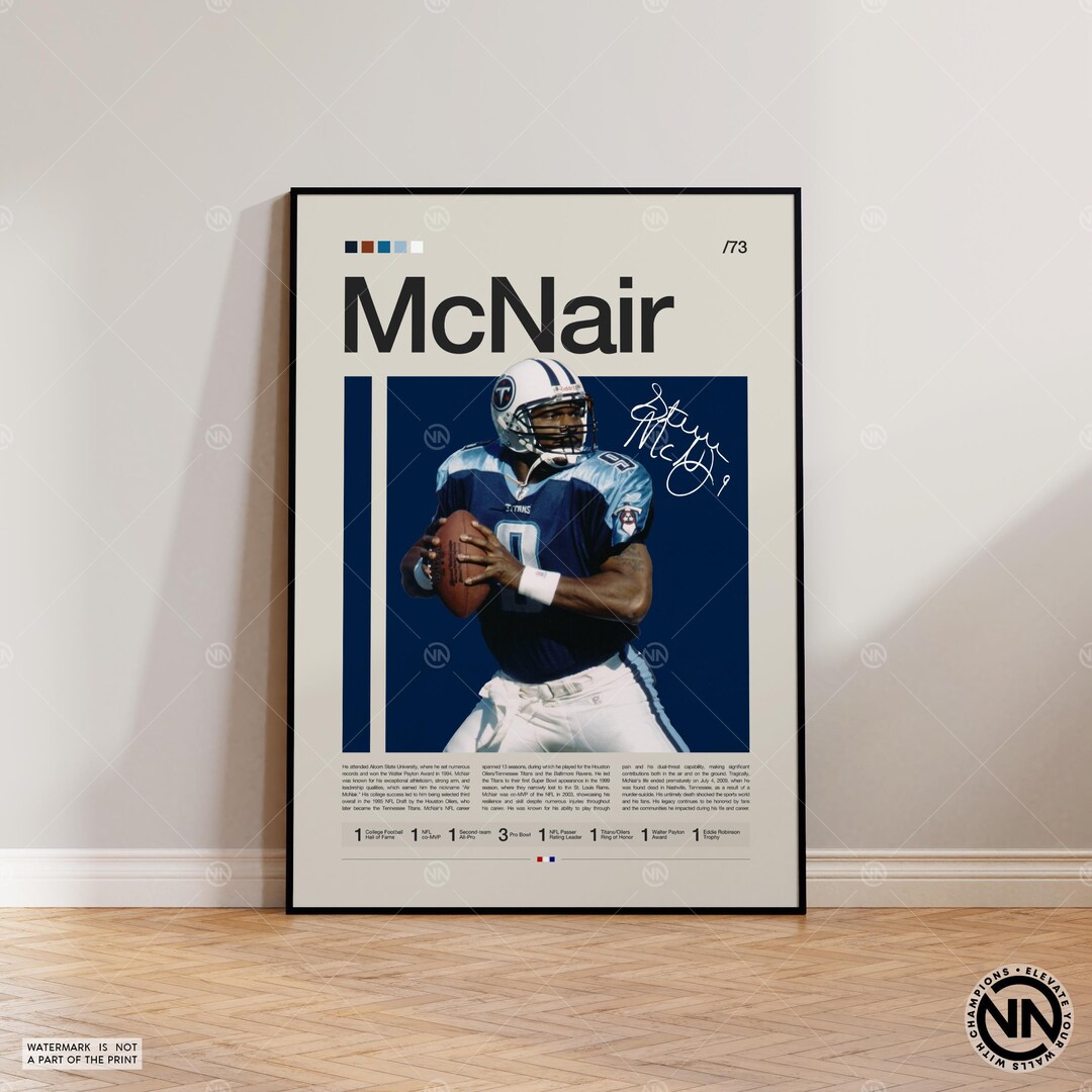 Steve Mcnair Poster, Tennessee Titans Print, NFL Poster, Sports Poster ...