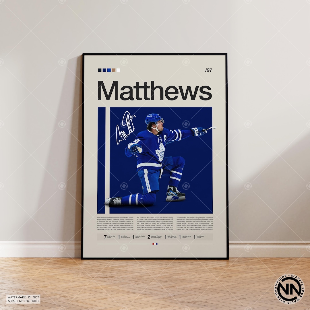 Auston Matthews Poster, Toronto Maple Leafs Poster, NHL Poster, Hockey ...