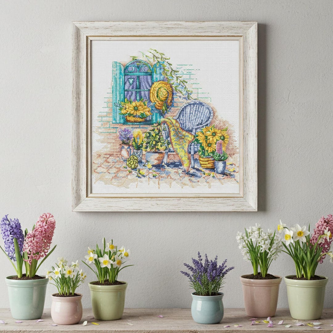 Floral Porch Cross Stitch Pattern, Cosy Summer Embroidery (PDF Download ...