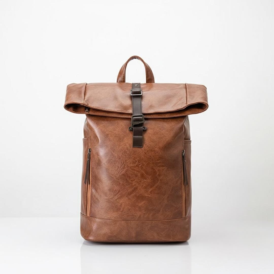 PU Leather Roll Top Backpack – Retro Travel Commuter Bag - Etsy