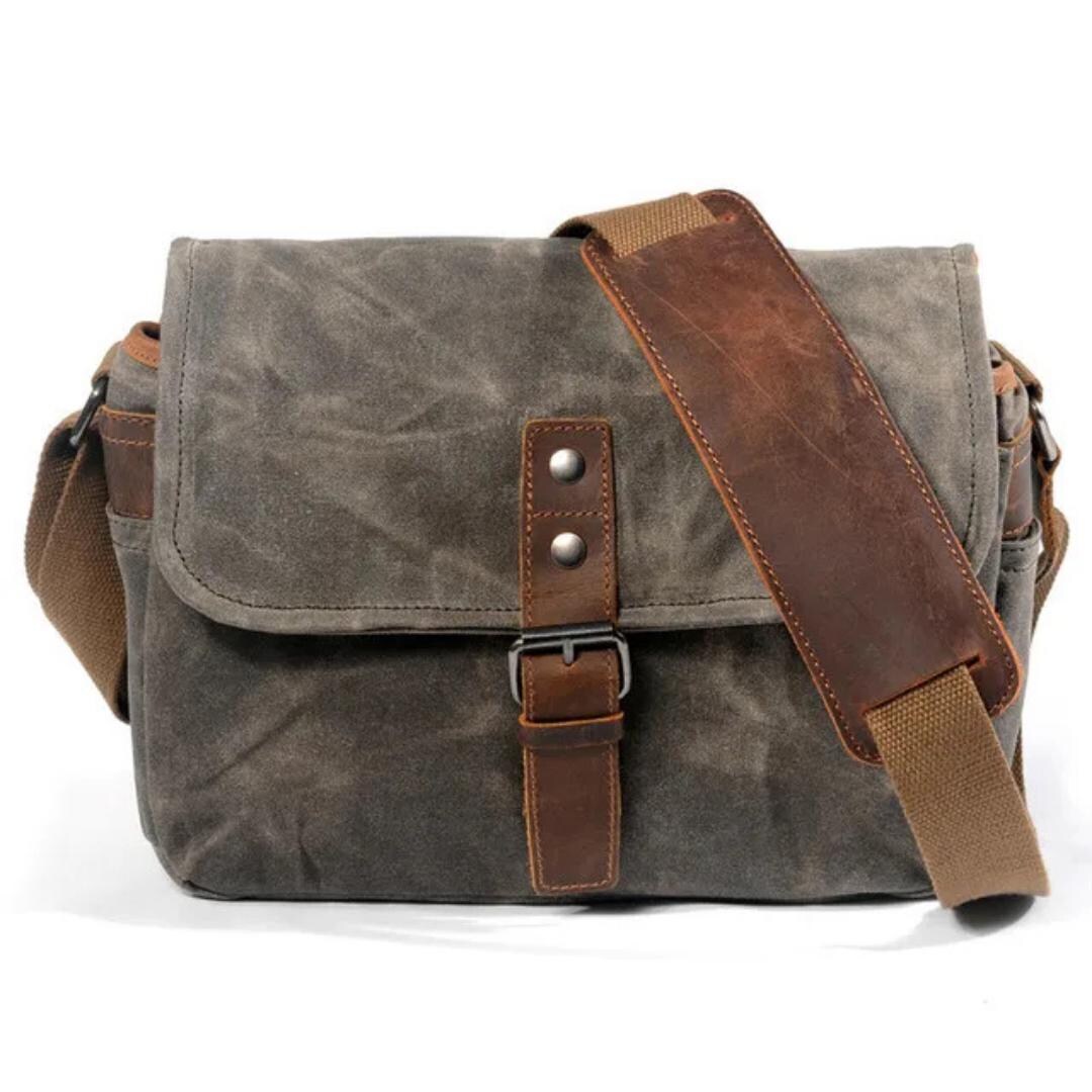 Vintage Canvas Camera Bag – Waterproof Messenger Bag With Leather ...