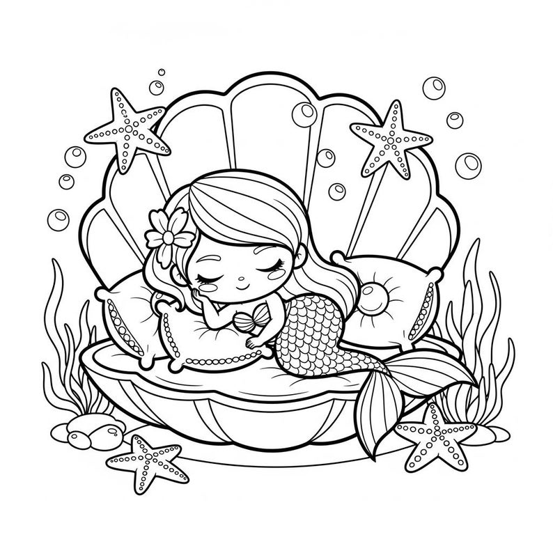 55 Pages Mermaid Coloring , Mermaid Coloring Book, Ocean Coloring Pages ...
