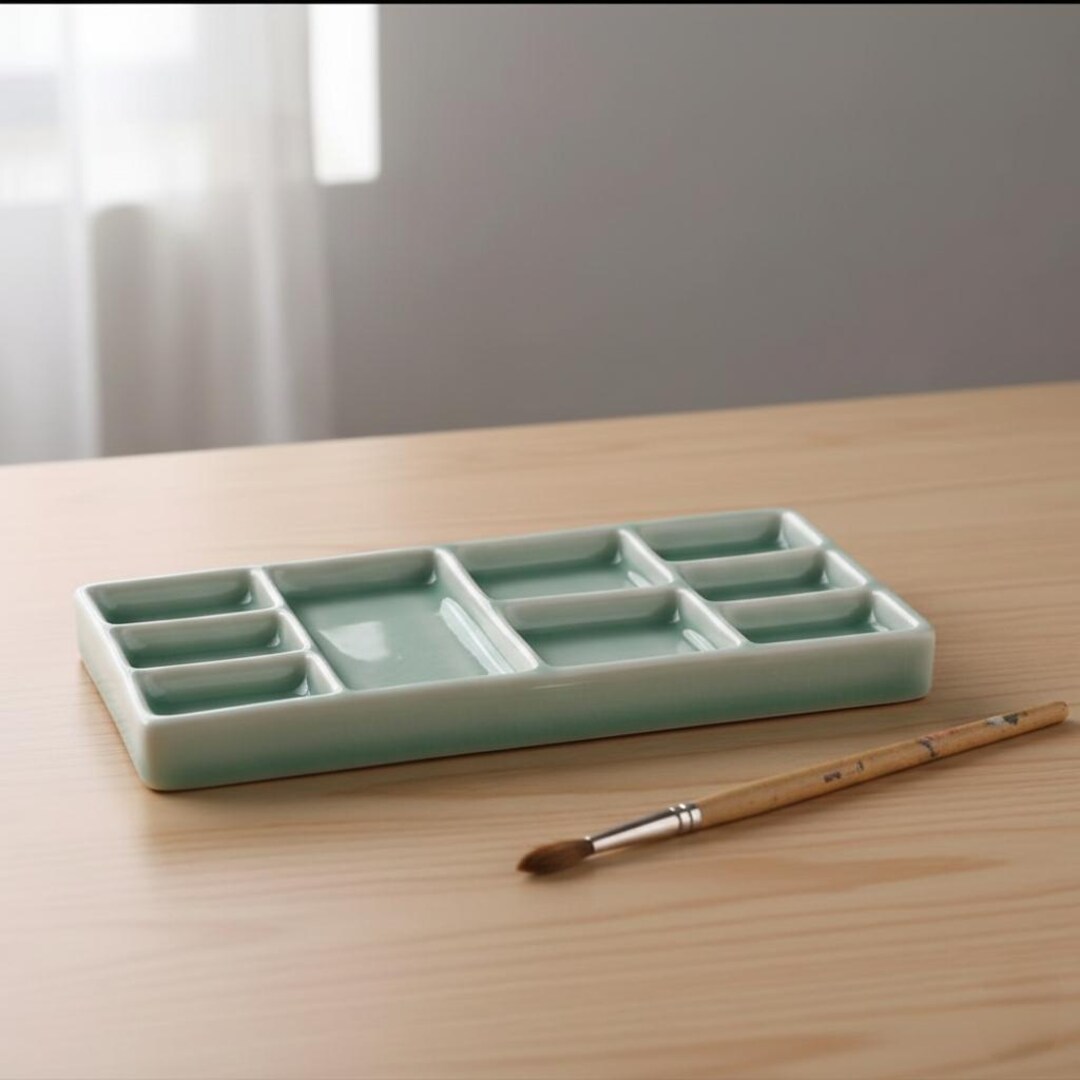 Ceramic Paint Palette Color Mixing Tray for Watercolor & Gouache, White ...
