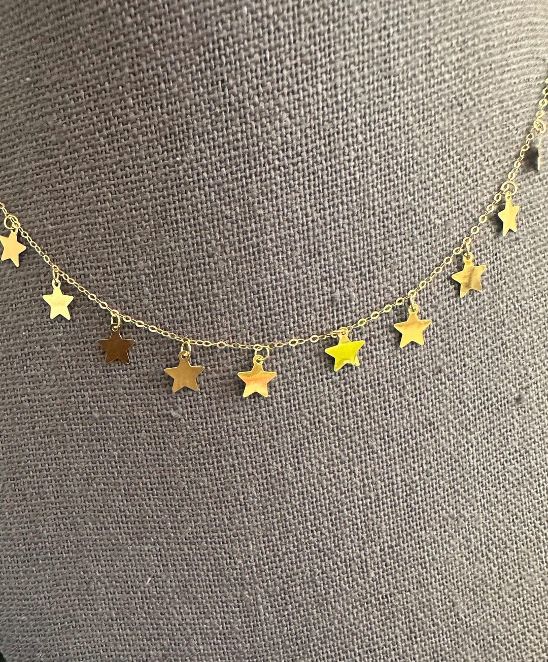 18K Solid Gold Star Dangle Necklace: Adjustable Layering Jewelry - Etsy