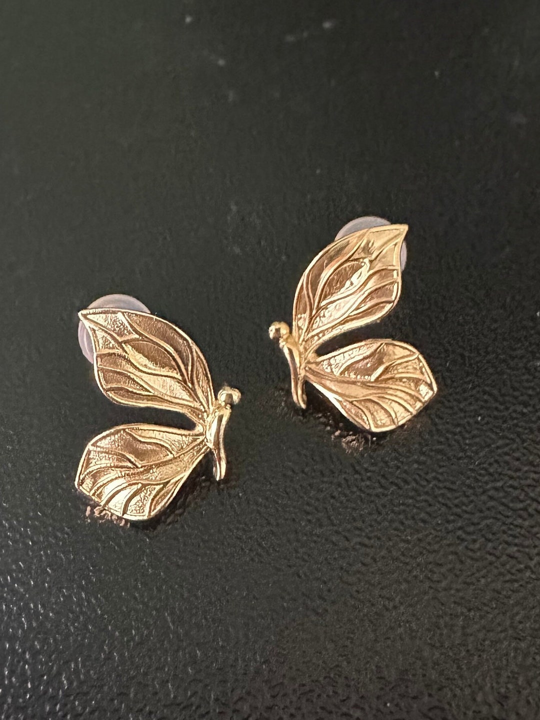 18K Solid Yellow Gold Butterfly Wings Earrings - Etsy