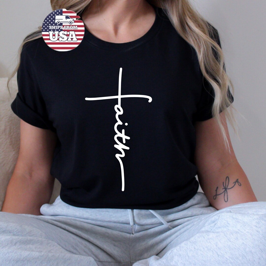 Faith Cross Shirt and Sweatshirt, Minimal Christian T-shirt, Unisex ...