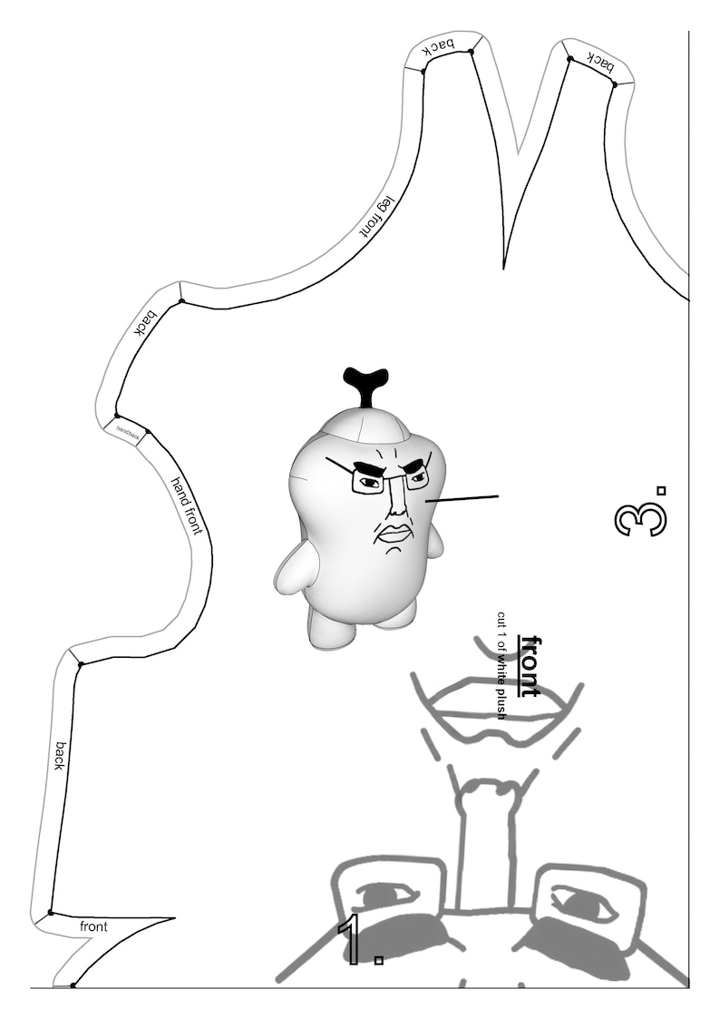 Chud Soyjak Chudjak Plush Sewing Pattern: Meme Gapejak Cobson (PDF ...