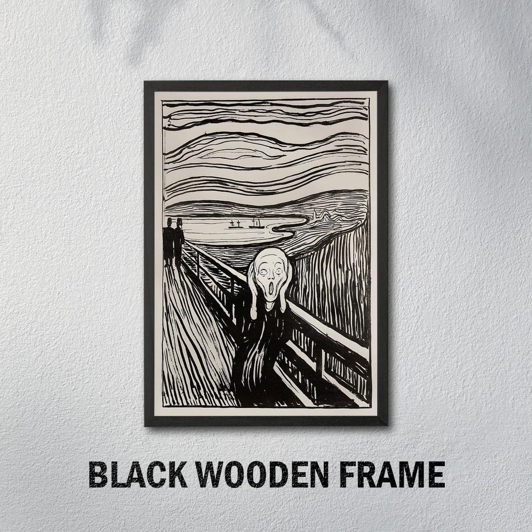 Edvard Munch the Scream Art Print, Vintage Lithograph, Handmade Canvas ...