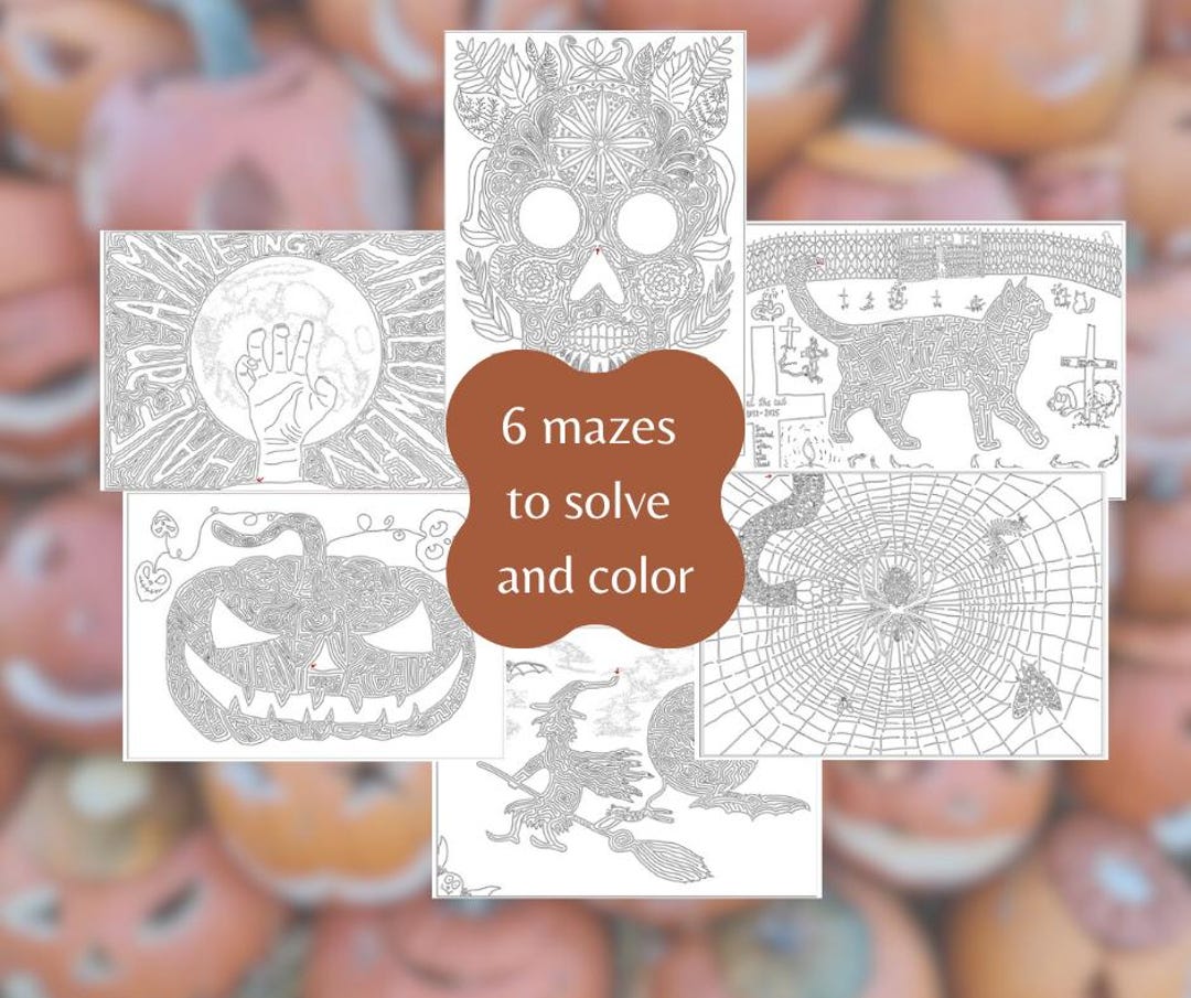 Halloween Mazes to Color for Kids and Adults - Etsy