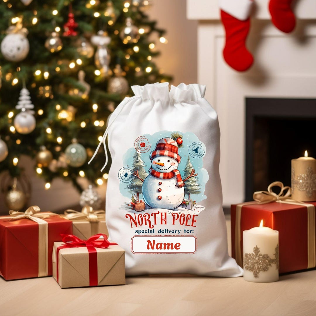 Personalized Christmas Santa Sack, Cotton Gift Bag - Etsy