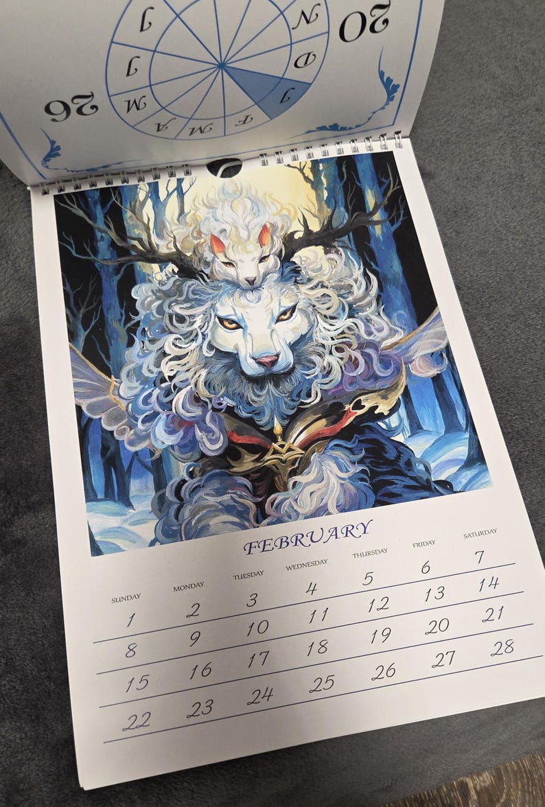 2026 Wall Calendar With Stickers – Mythical Forest Theme – Hand-painted ...