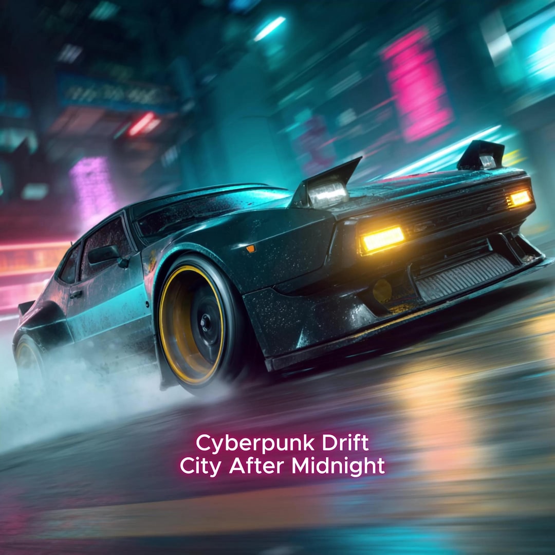 Neon Drift Car Poster | Cyberpunk Drift Cars | Cyberpunk Car Poster ...