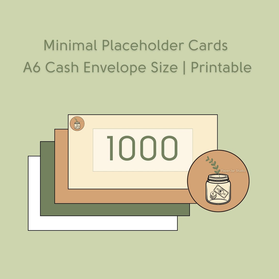 A6 Cash Envelope Placeholders: Minimalist Finance Cards (PDF) - Etsy