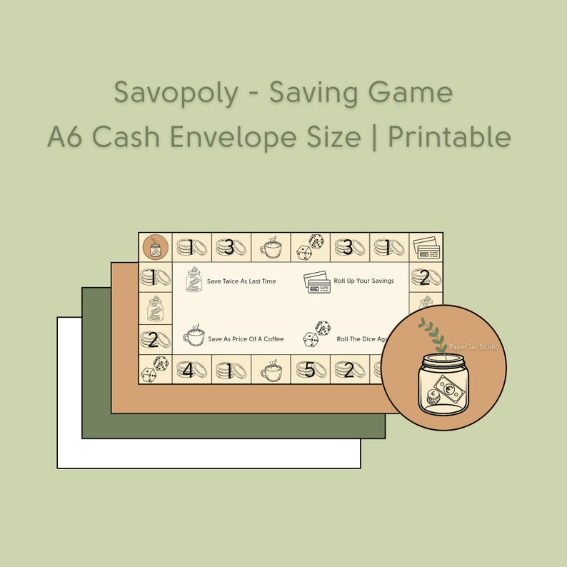 Savopoly Dice Savings Challenge | A6 Printable | 4 Color Palettes ...