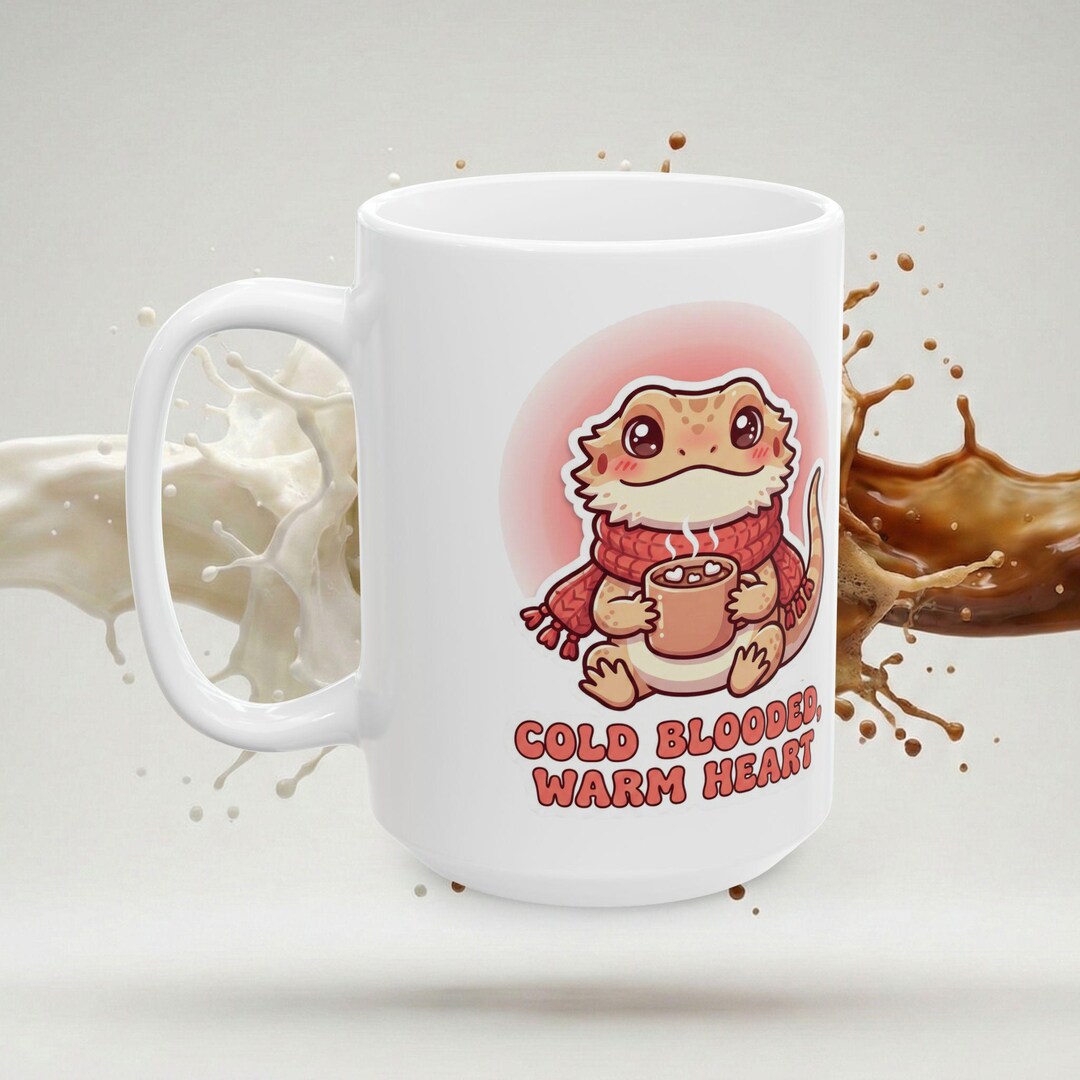 Cute Leopard Gecko Valentine Mug | Cold Blooded Warm Heart Coffee Cup ...