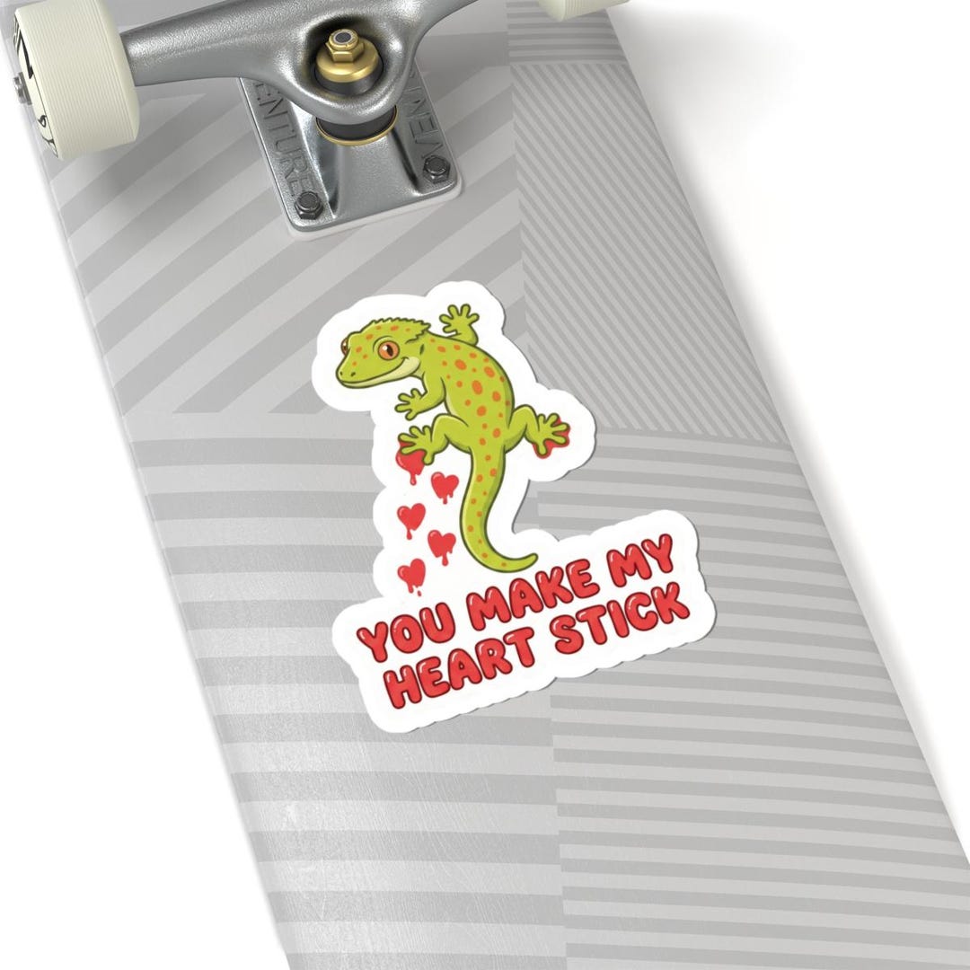 Gecko Valentine Sticker | You Make My Heart Stick | Cute Reptile Decal ...