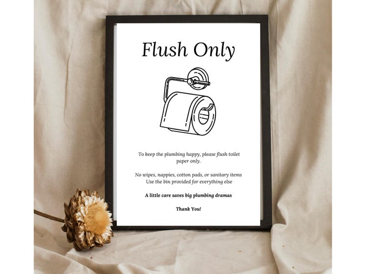 Flush Only Toilet Paper Sign Do Not Flush - PDF Print at Home Vacation ...